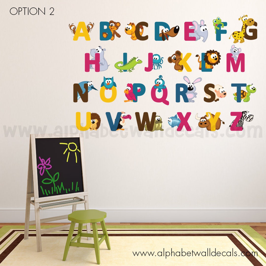 Alphabet Wall Decal Alphabet Animal Wall Decal Playroom Wall Decal ...