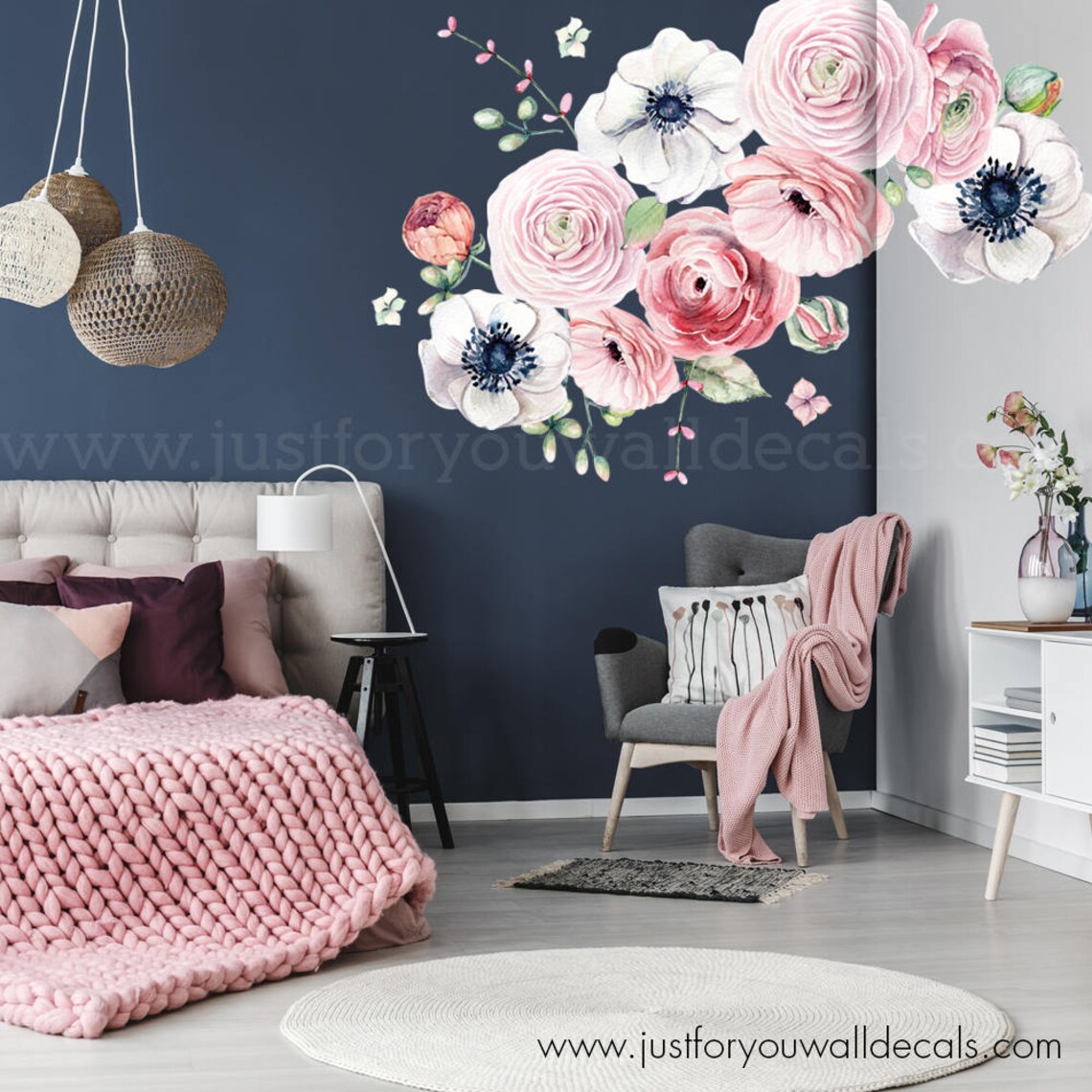LARGE FLOWER SET Flower Wall Decal Floral Wall Decal - Etsy