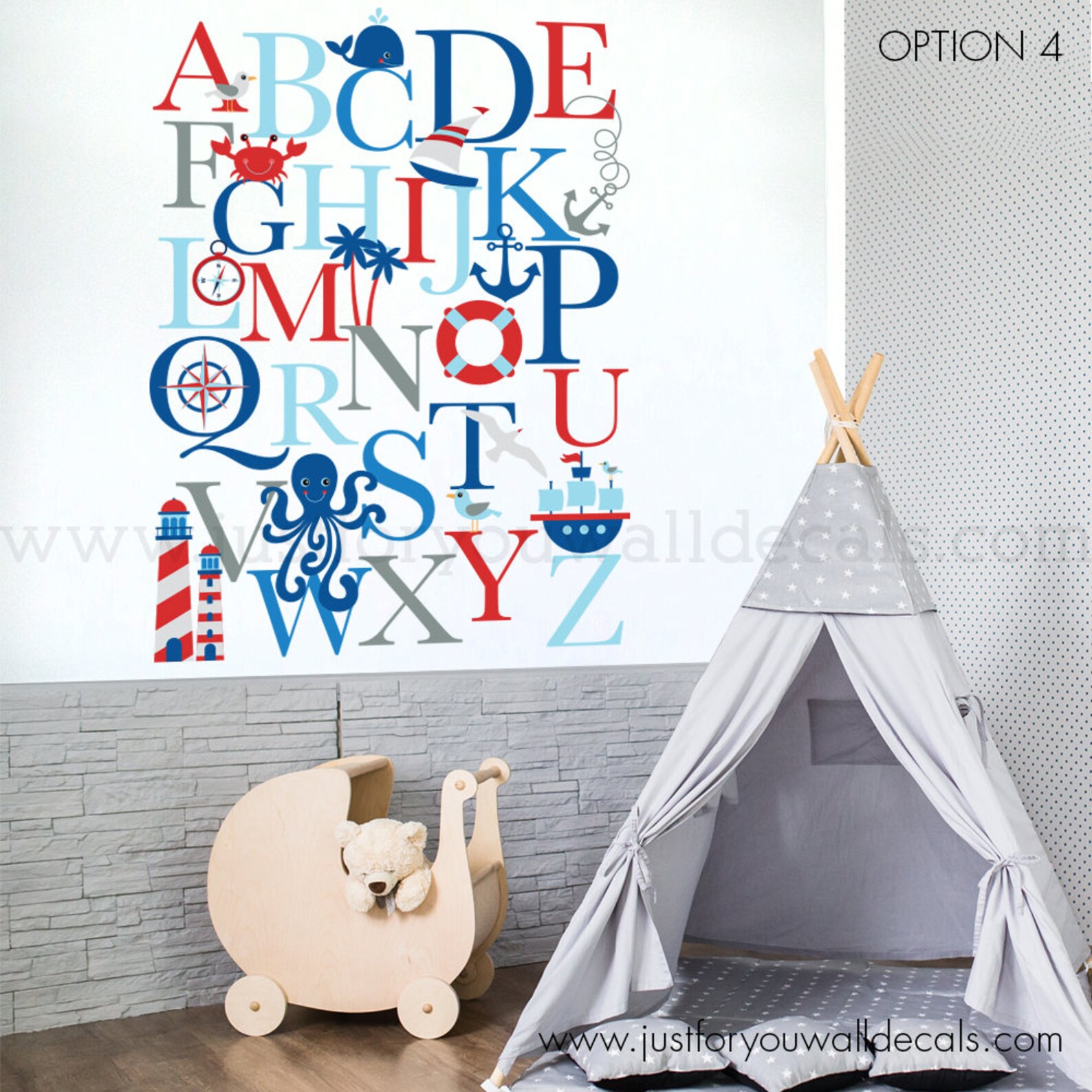 Alphabet Wall Decal Alphabet Decal Nautical Nursery Wall - Etsy