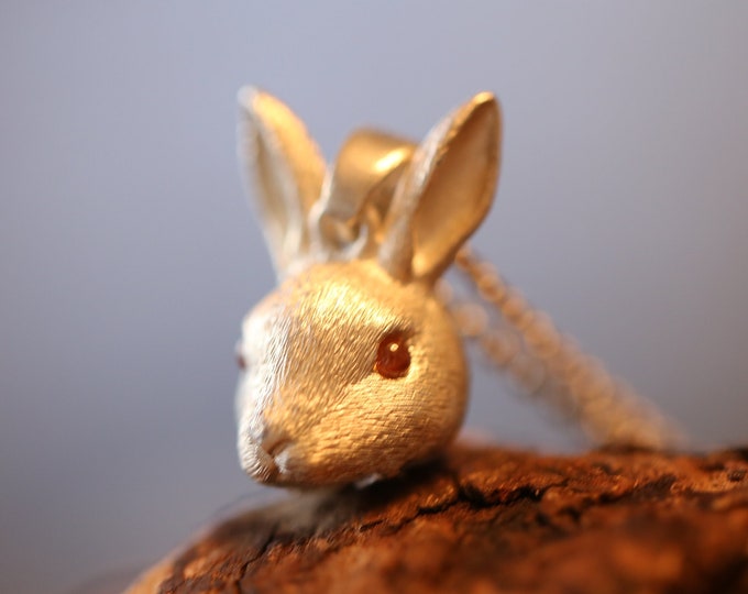 Sterling Silver 3D Rabbit Pendant Necklace With Chain, Custom Necklace ...