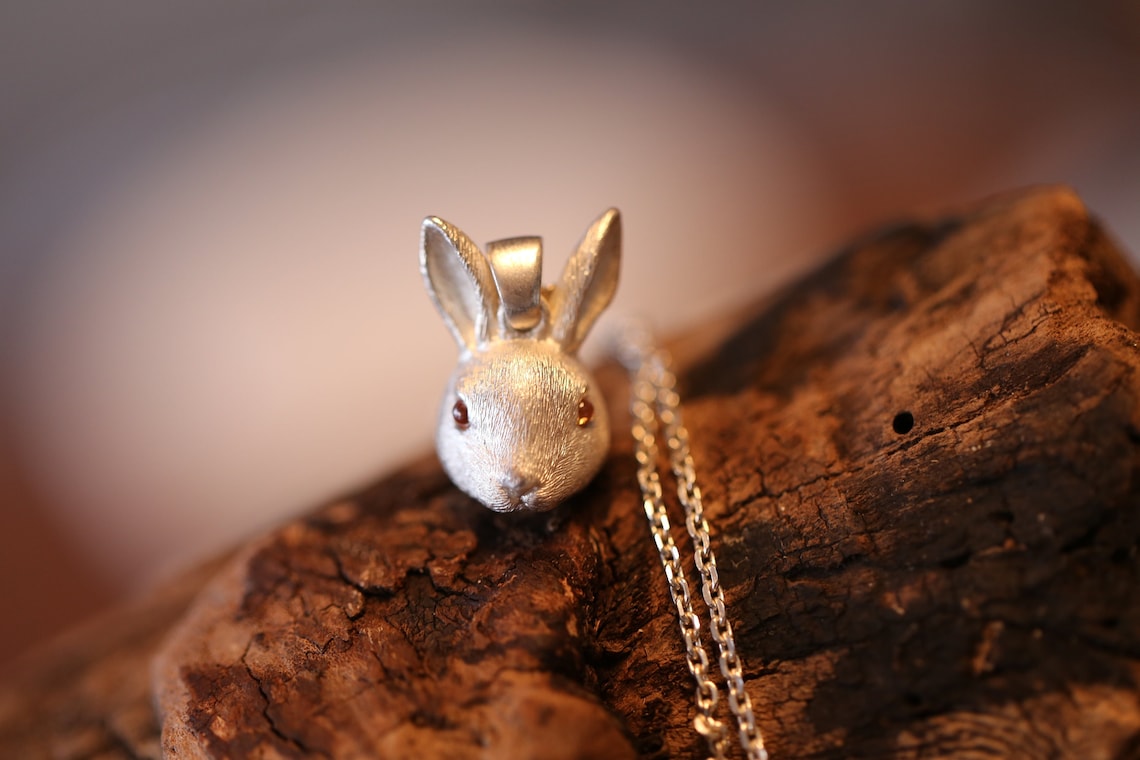 Sterling Silver 3D Rabbit Pendant Necklace With Chain Custom - Etsy