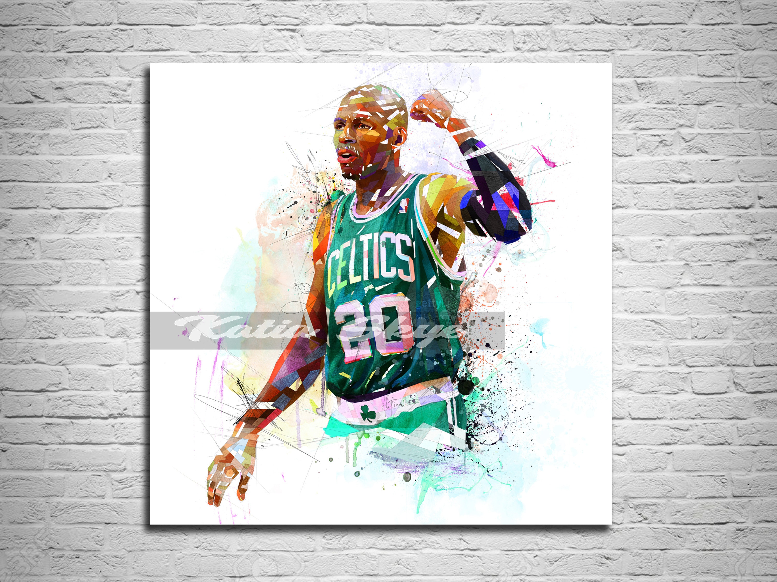 CANVAS PRINT Basketball Art Ray Allen Portrait Basketball | Etsy