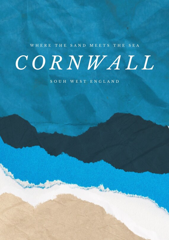 Cornwall Poster Torn Paper Collage Printable Download - Etsy