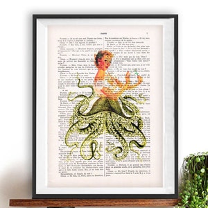 Octopus Print, Octopus Poster, Pin Up, Nautical Wall Art, Animal Print ...