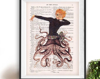Octopus Print Pin up Poster Steampunk Octopus Nautical Wall - Etsy
