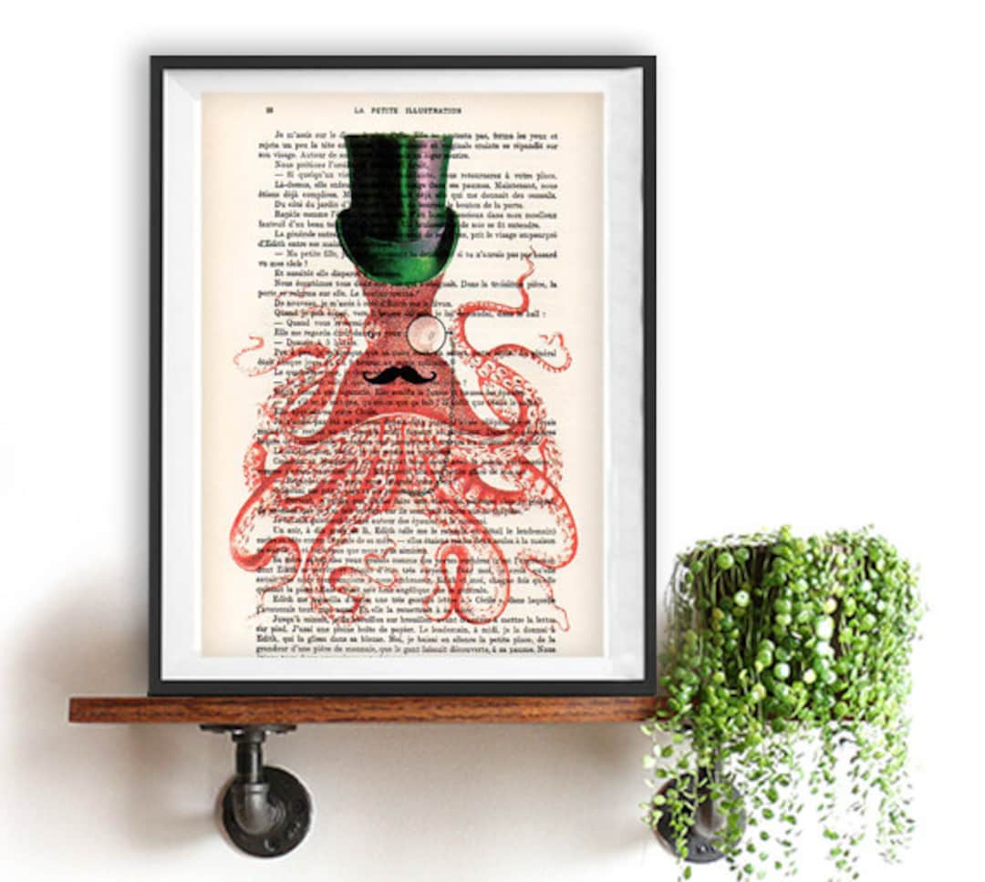 Nautical Octopus Print, Seaworld Artwork, Steampunk Octopus, Nautical ...