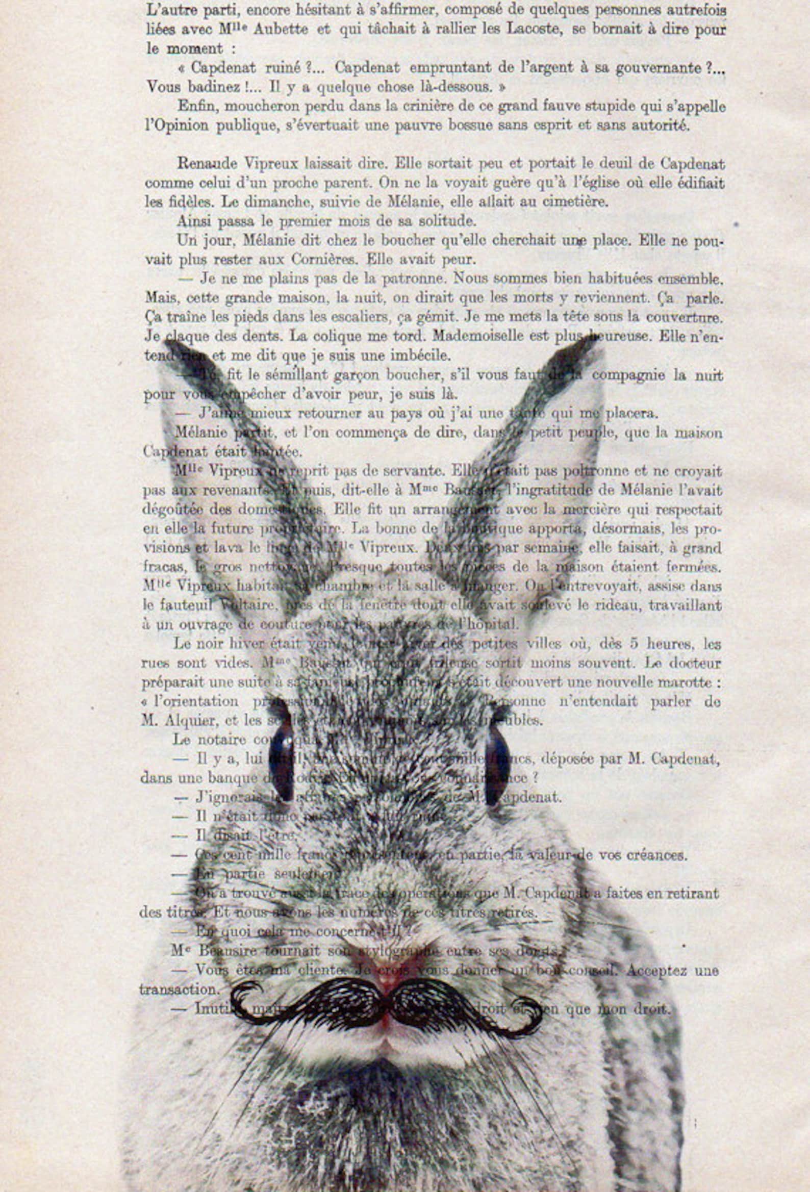 Rabbit Moustache Painting Art Print Easter Bunny Moustache - Etsy