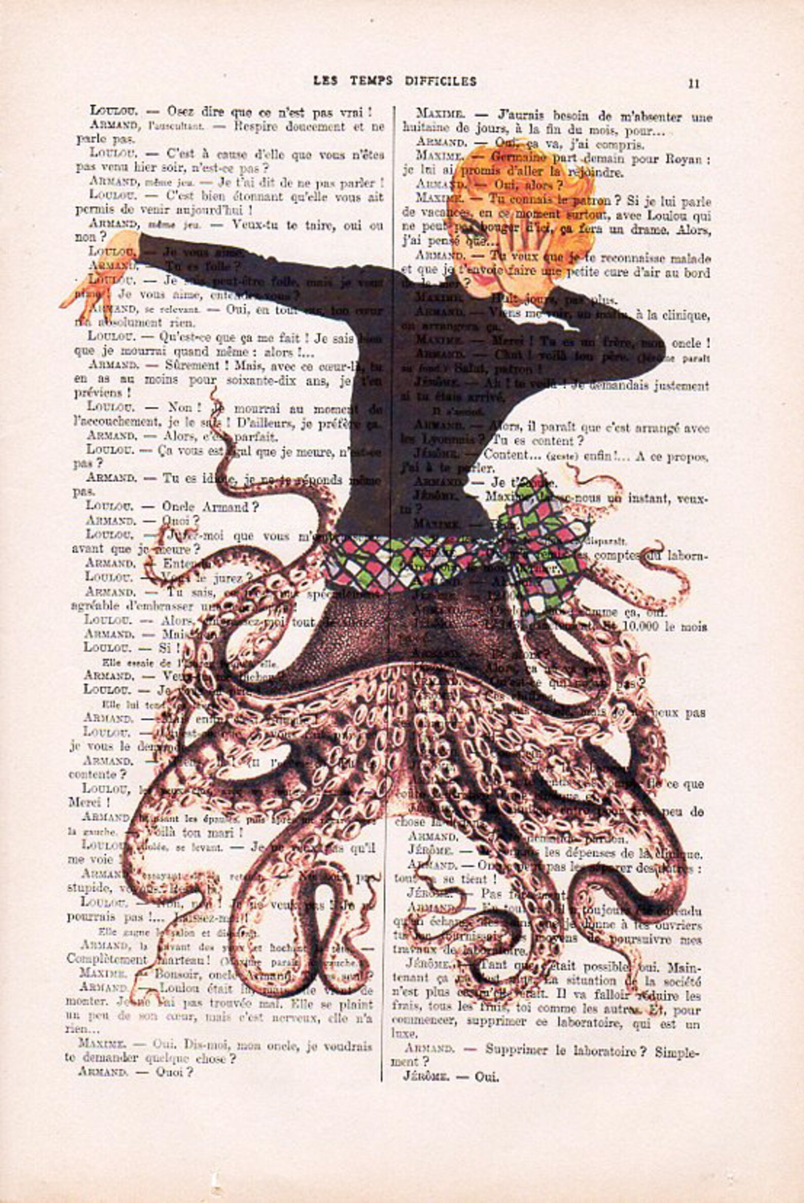 Pin up Print Octopus Poster Steampunk Octopus Nautical Wall - Etsy