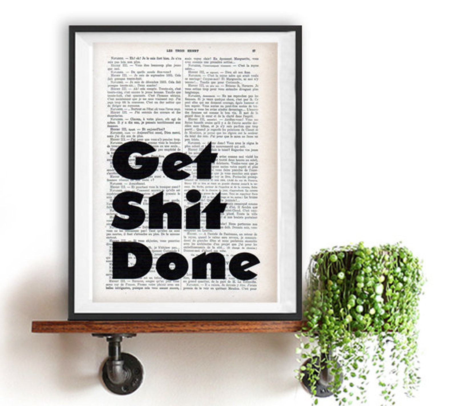 Get Shit Done Print Typography Art Posters Home Decor Black and White ...