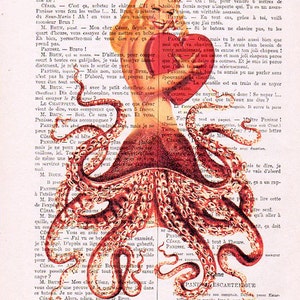 Octopus Print, Pin up Poster, Steampunk Octopus, Nautical Wall Art ...