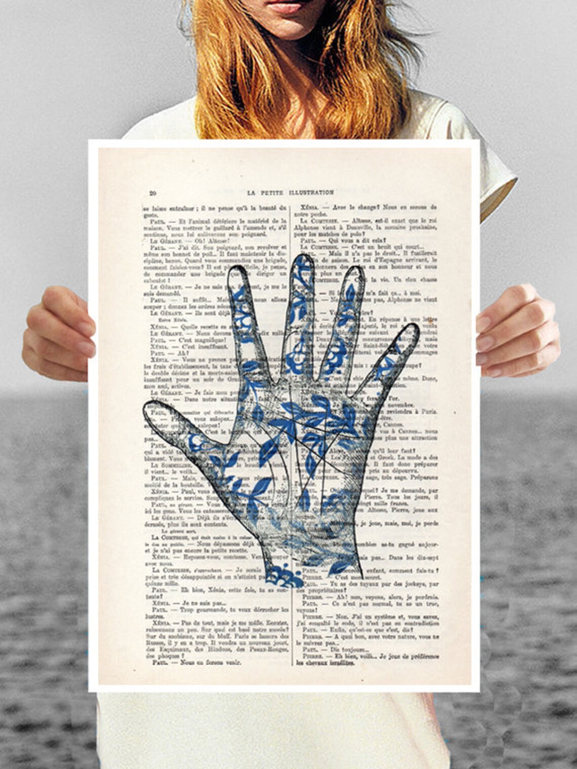 Blue White Hand Anatomy Palm Porcelain Print Vintage - Etsy