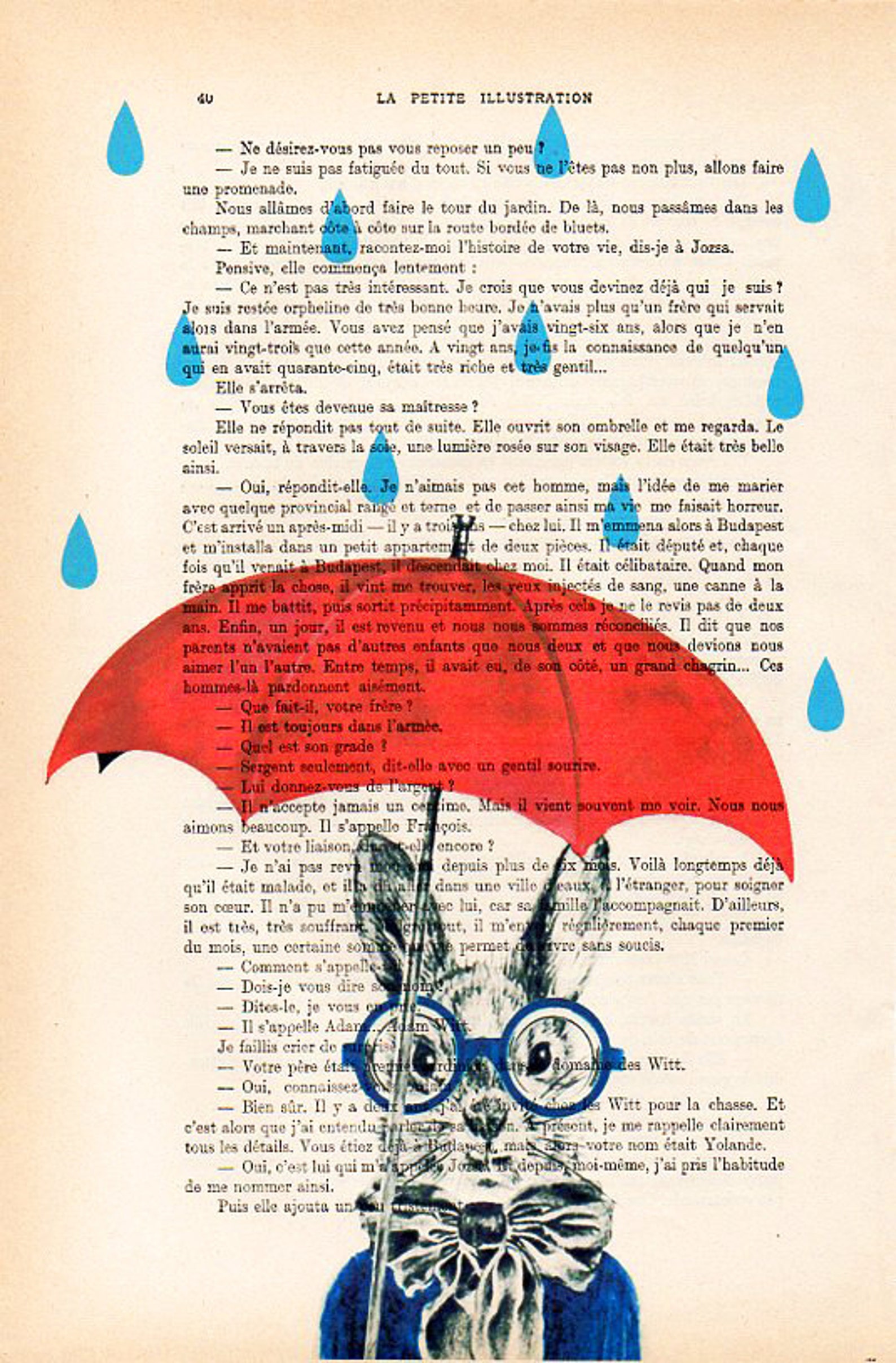 Rainy Rabbit Print Rabbit Art Rabbit Illustration Rabbit - Etsy