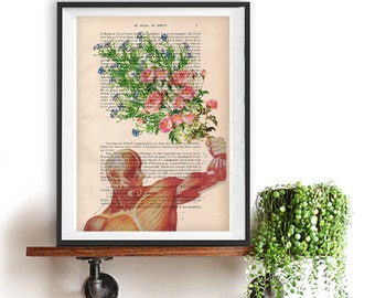 Anatomy Print of Body Full With Flowers Botanic Illustration | Etsy