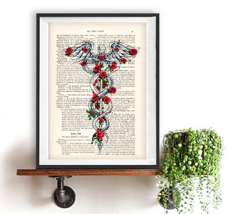Caduceus Symbol Medical Art Medicine Rod of Asclepius - Etsy