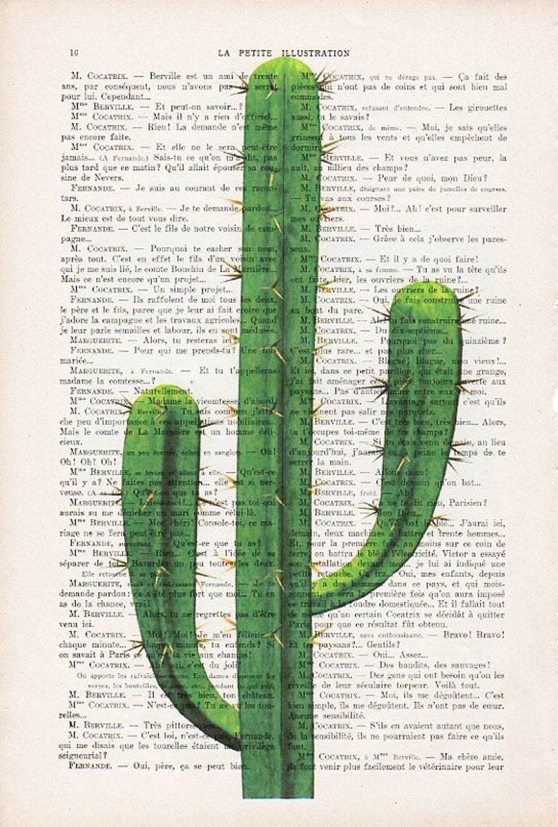 Cactus Print Graphic Cactus Vintage Paper Cactus Poster - Etsy