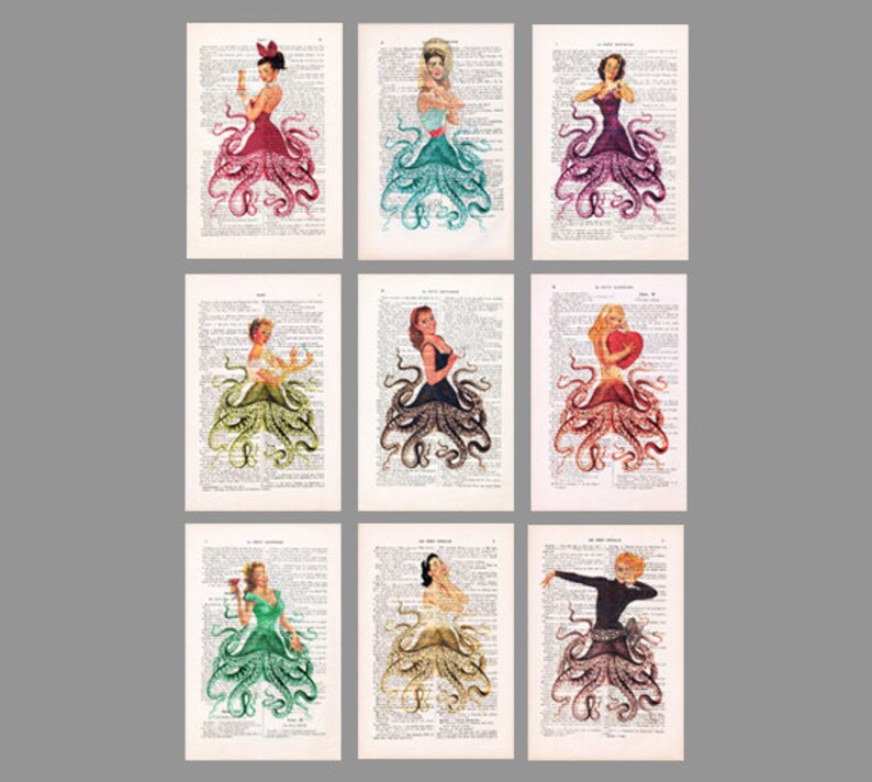 Pin up Print Octopus Poster Steampunk Octopus Nautical Wall | Etsy