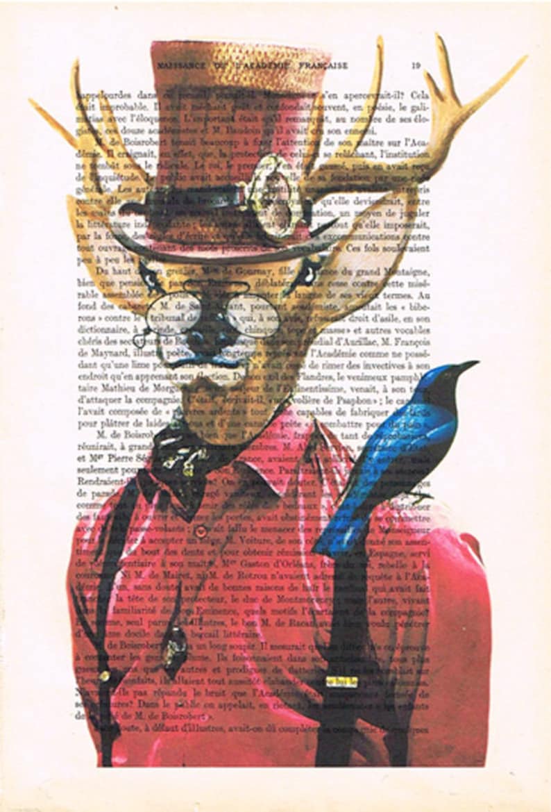 Steampunk Deer Printposter Illustration Acrylic Painting Fox - Etsy