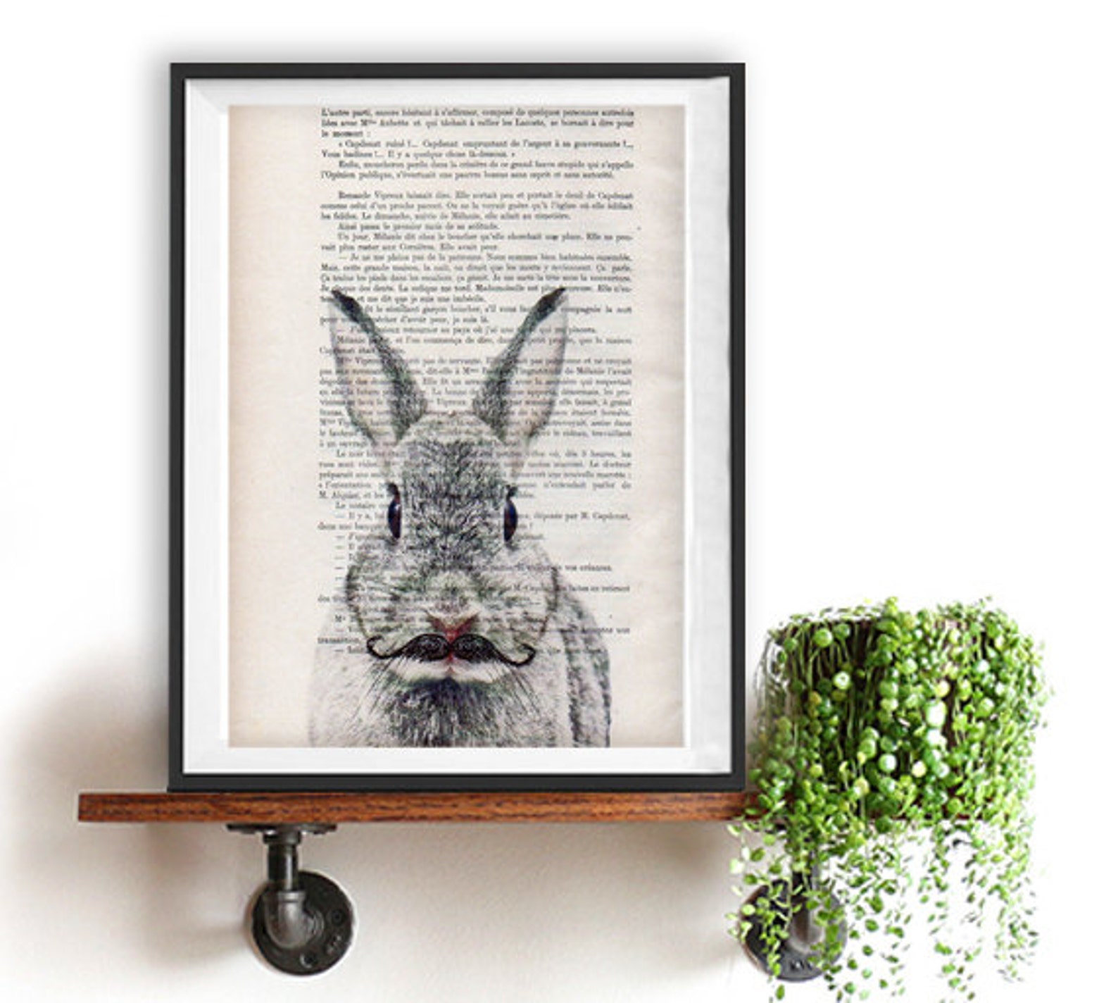 Rabbit Moustache Painting Art Print Easter Bunny Moustache - Etsy