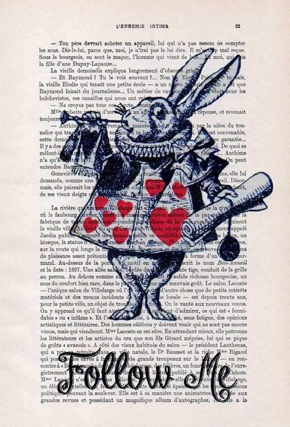 Alice Wonderland Follow Me Rabbit Print Print Art Poster - Etsy