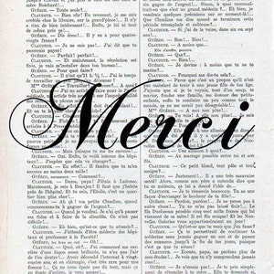 Merci French Word Print Typography Art Poster Home Decor Positive ...
