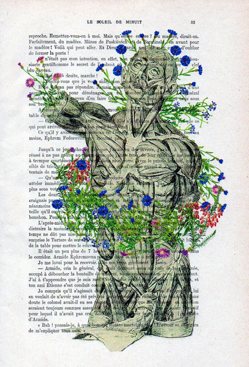 Anatomy Print of Body Full With Flowers Botanic Illustration - Etsy