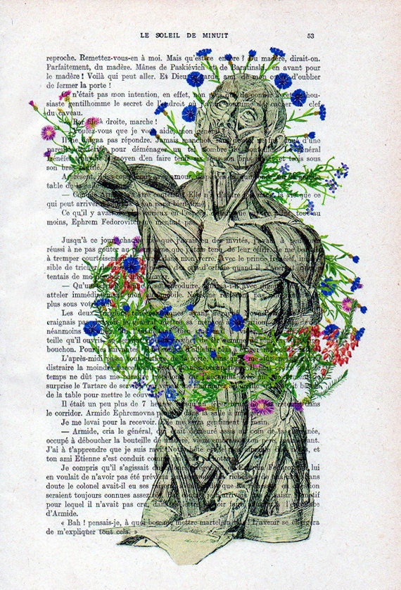 Anatomy Print of Body Full With Flowers Botanic Illustration - Etsy