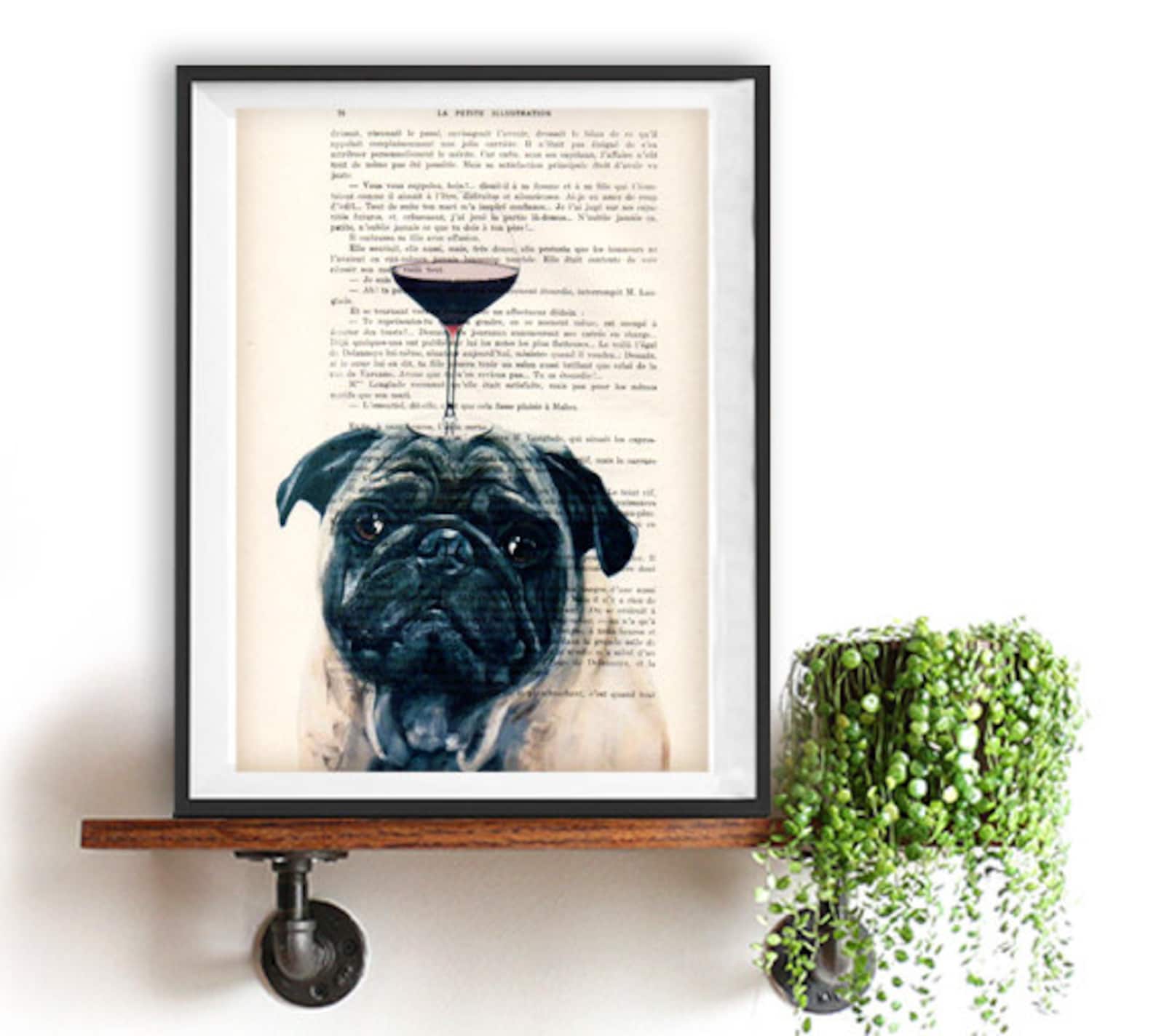 Cool Pug print Pug art Dog Artwork Pug Art Print Gift for | Etsy