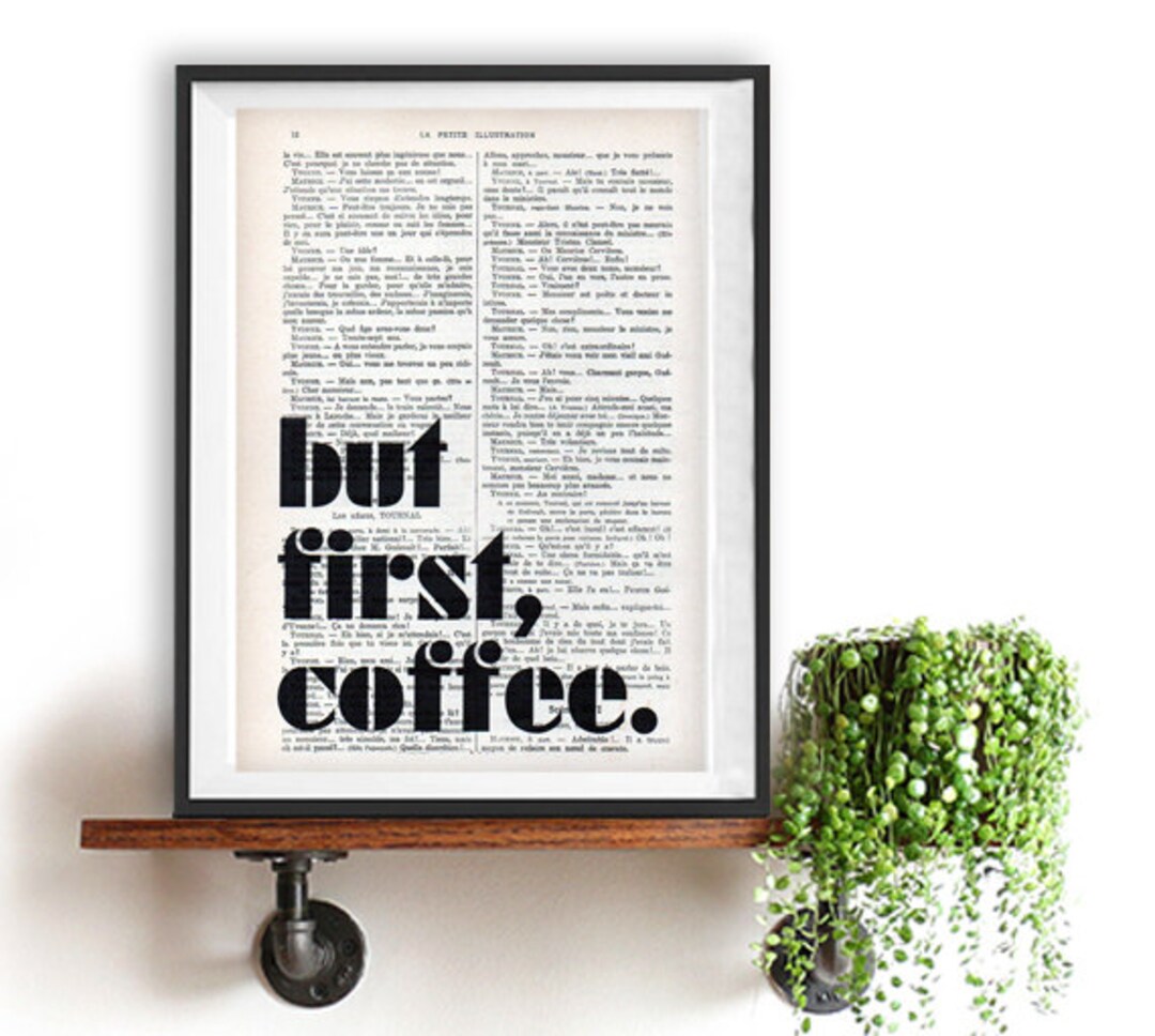 But First Coffee Print Art Poster Typography Wall Decor Inspiration ...