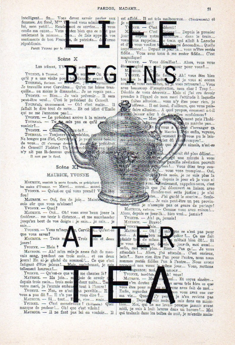 Vintage Tea Print Kitchen Typographic Dining Room Decor - Etsy