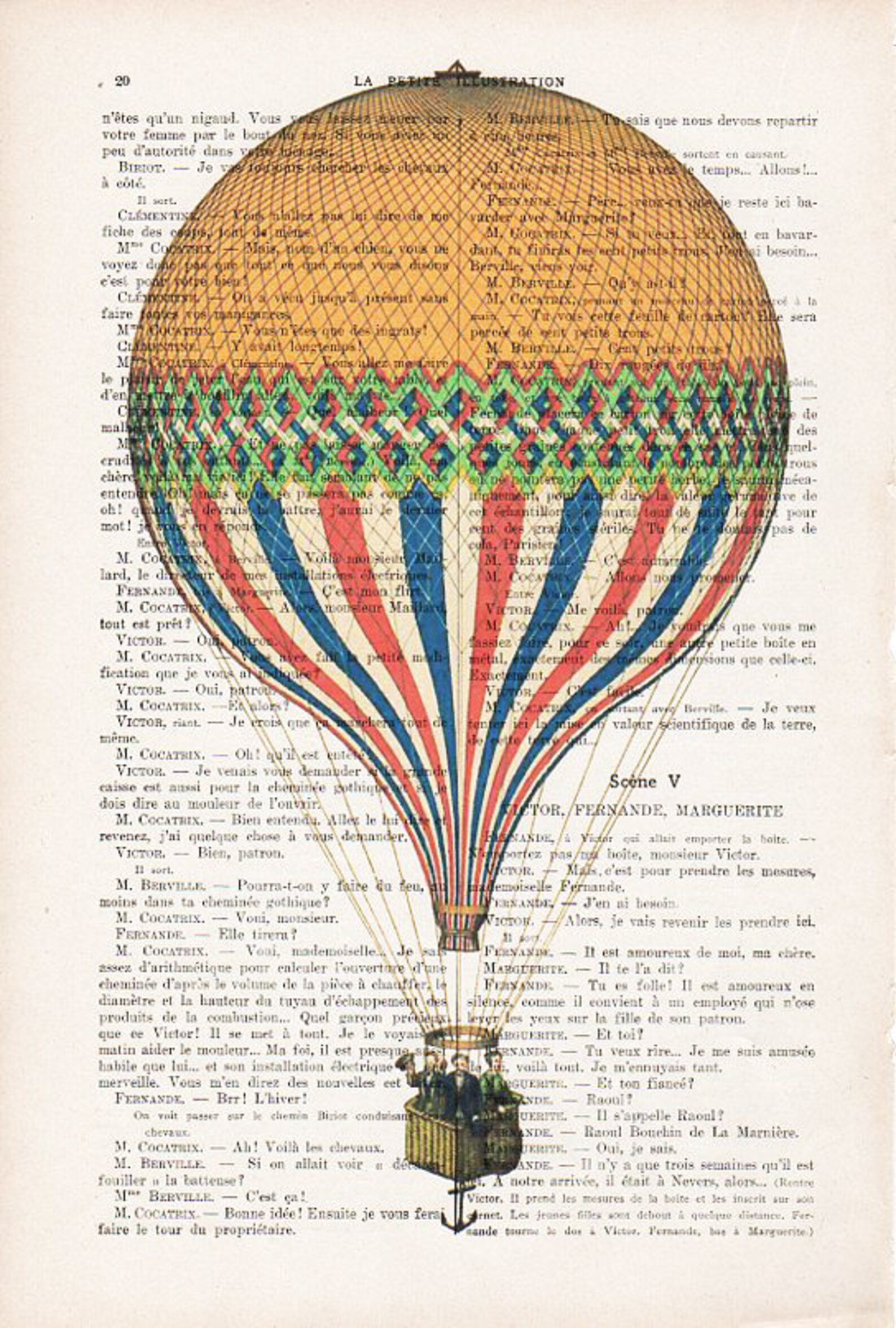 Airballoon Print Hot Airballoon Vintage Paper Airballoon - Etsy