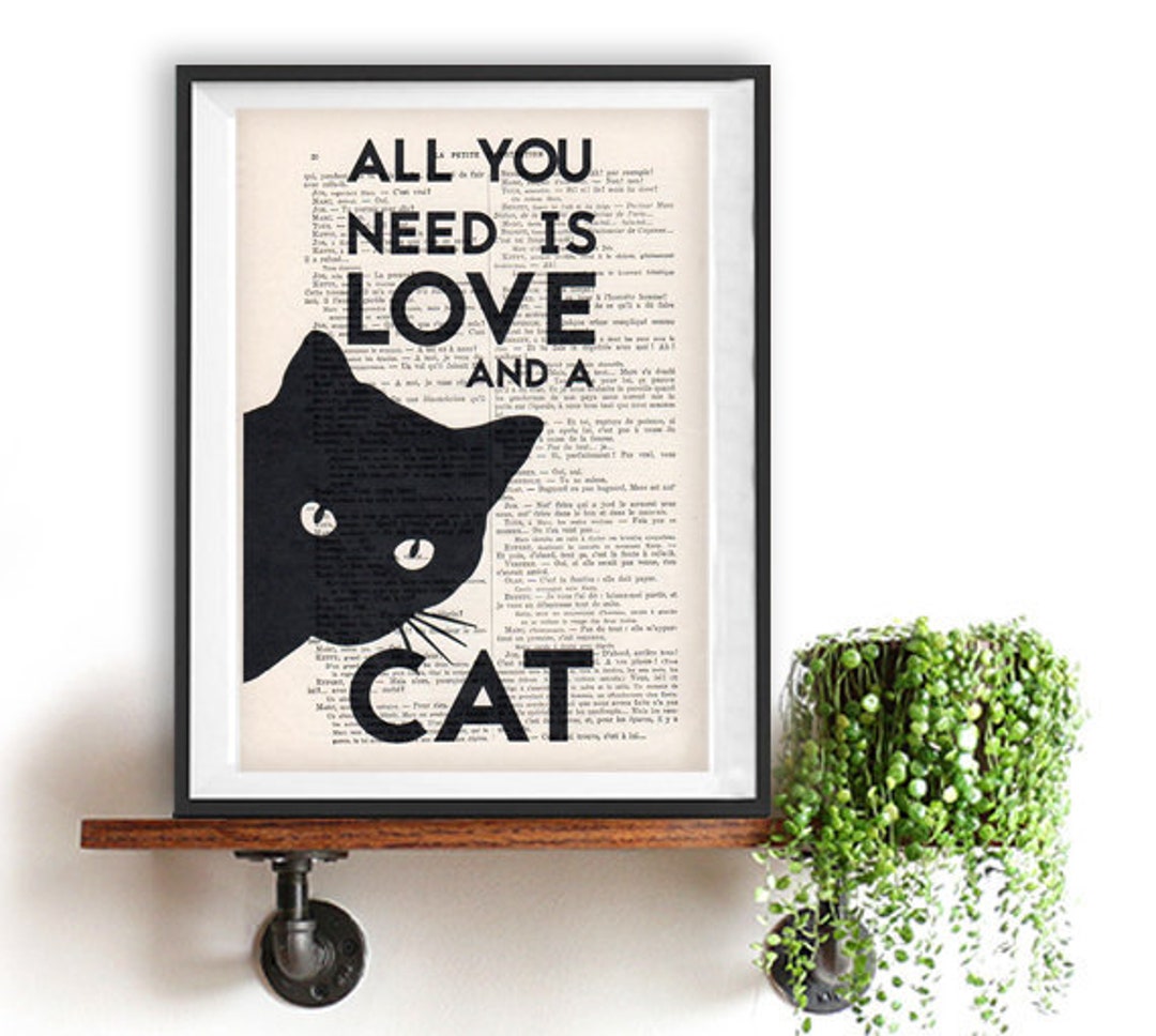 All You Need is Love and a Cat, This Cat Quote is a Perfect Wall Deco ...