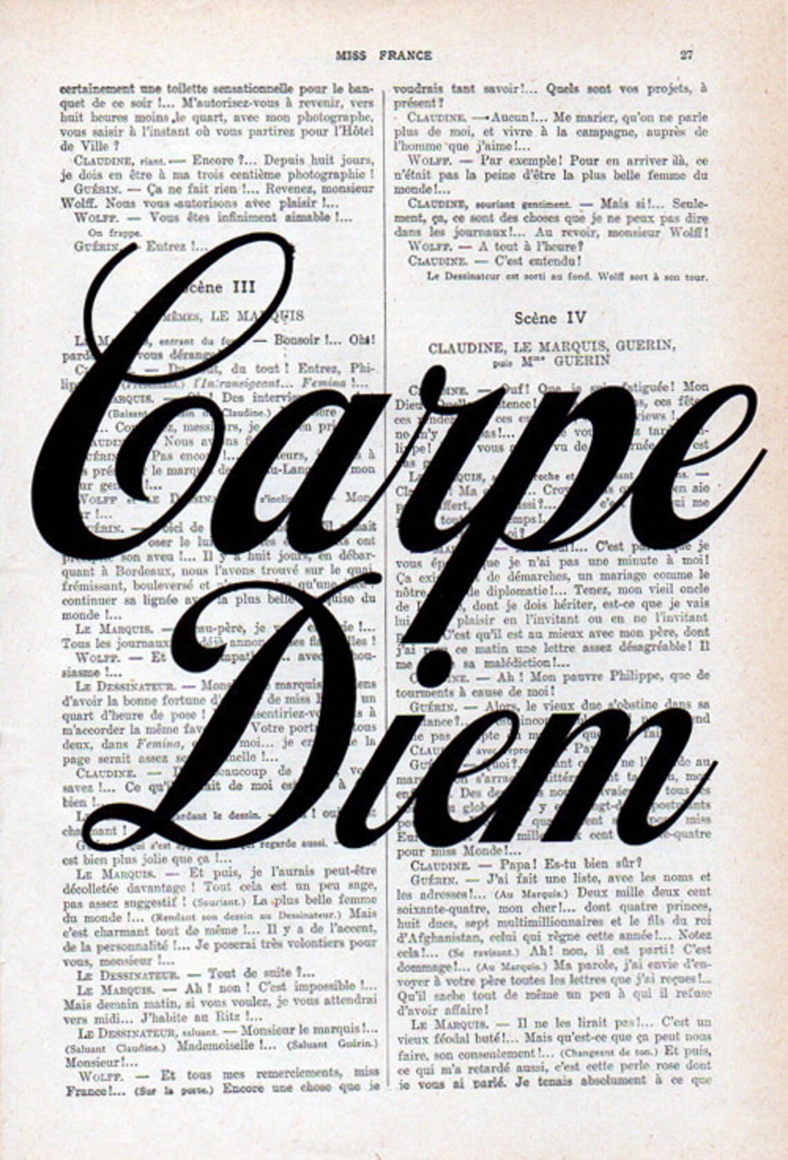 Carpe Diem Latin print inspirational poster Typography Home | Etsy