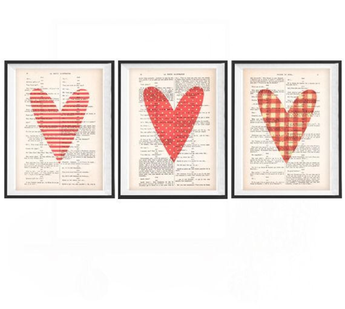 Heart Prints Set of 3 Love Prints Valentines Print Love - Etsy