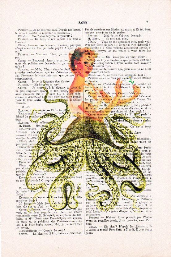 Octopus print octopus poster Pin Up Nautical Wall Art | Etsy