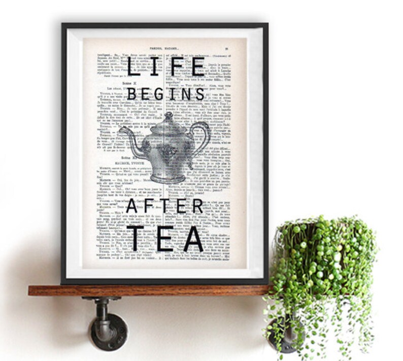 Vintage Tea Print Kitchen Typographic Dining Room Decor - Etsy
