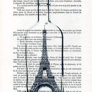 Paris Bottle Eiffel Print, Vintage Paper Eiffel Tower Poster ...