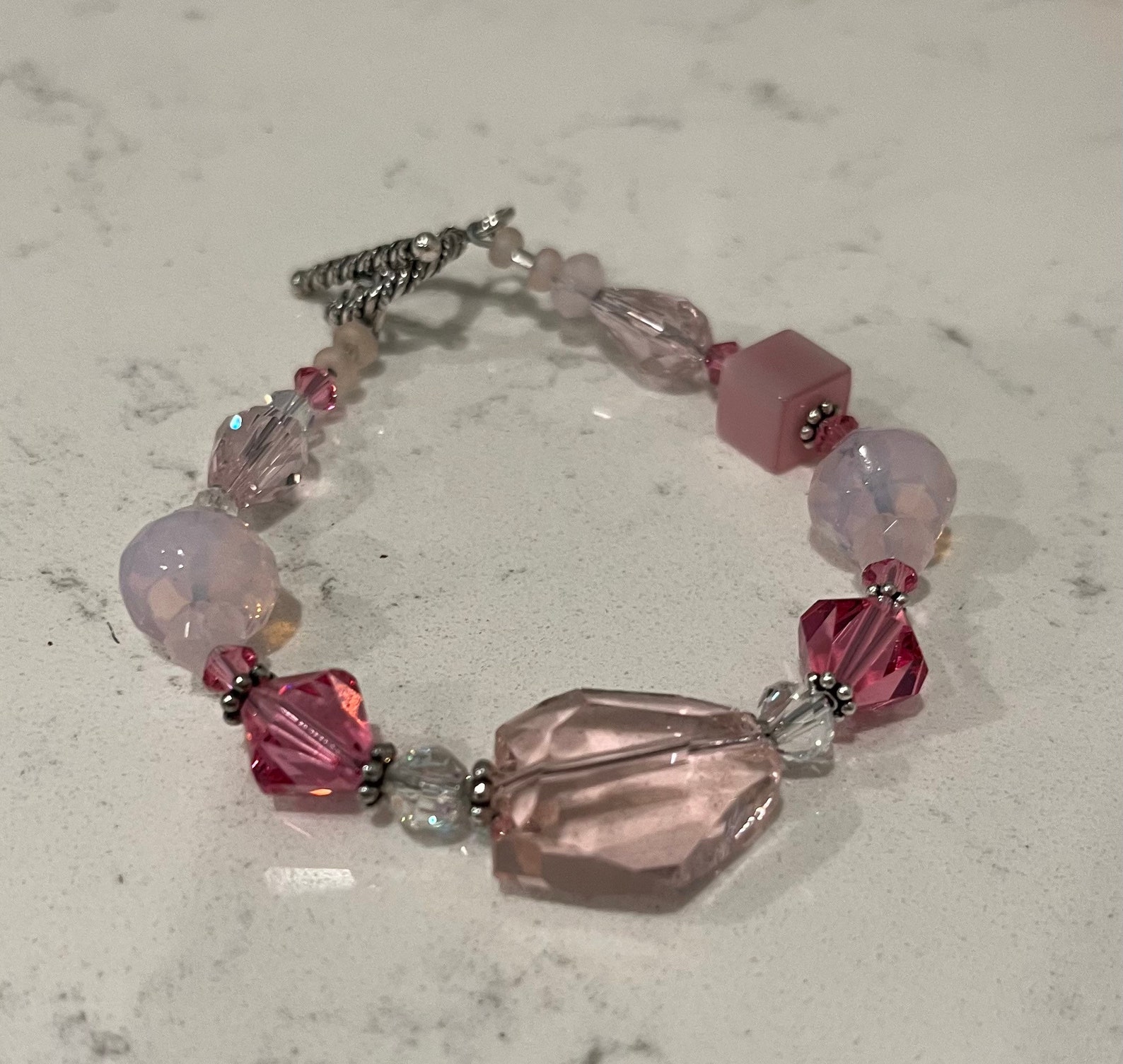 Pink Crystal Bracelet Whimsical Pretty in Pink - Etsy
