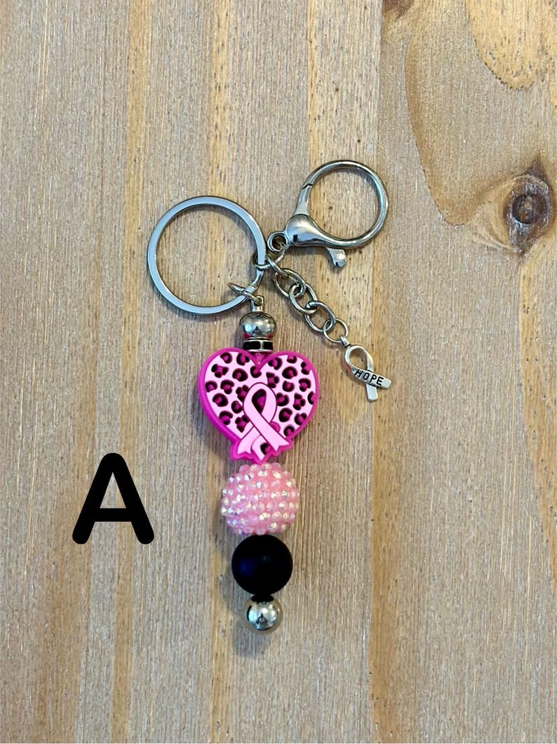 Breast Cancer Awareness Beaded Keychains - Etsy