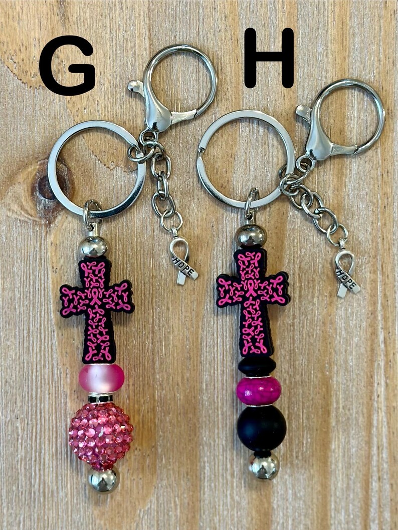 Breast Cancer Awareness Beaded Keychains - Etsy