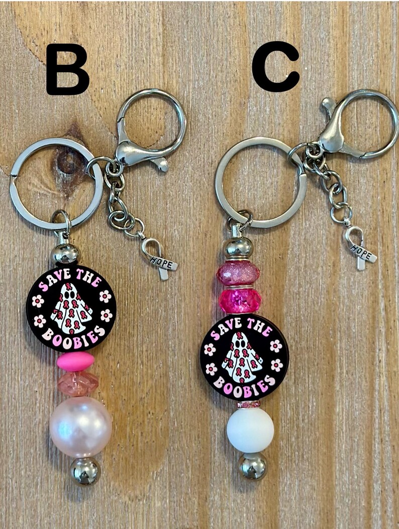 Breast Cancer Awareness Beaded Keychains - Etsy