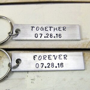 Couples Keychain Set, Together Forever, Personalized Keychains, Hand ...