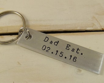Number 1 Dad Hand Stamped Keychain Personalized Gift for - Etsy