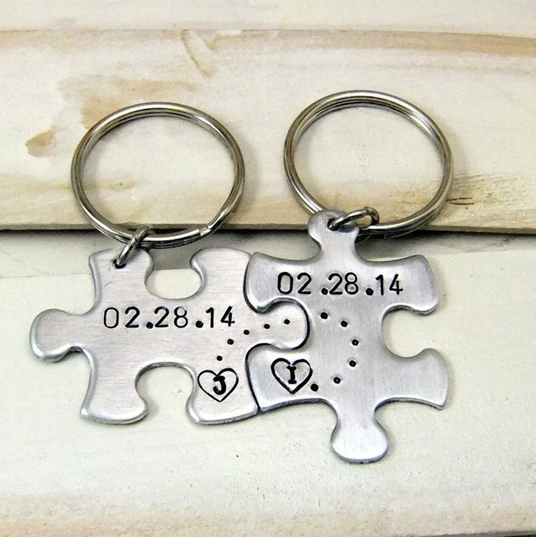 Puzzle Piece Keychains, Valentine's Gift, Couples Keychain, Anniversary ...