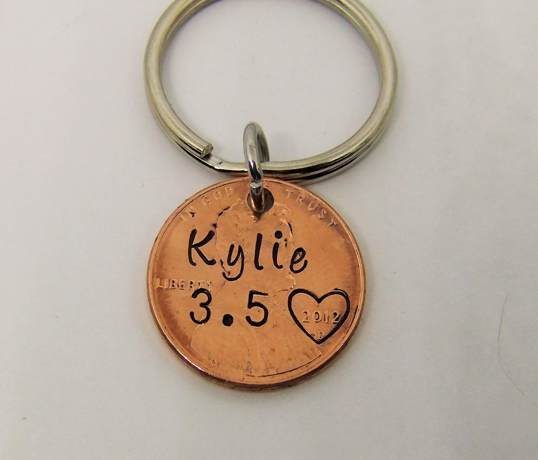 Personalized Penny Keychain, Custom Stamped Penny Keychain, Name Penny ...