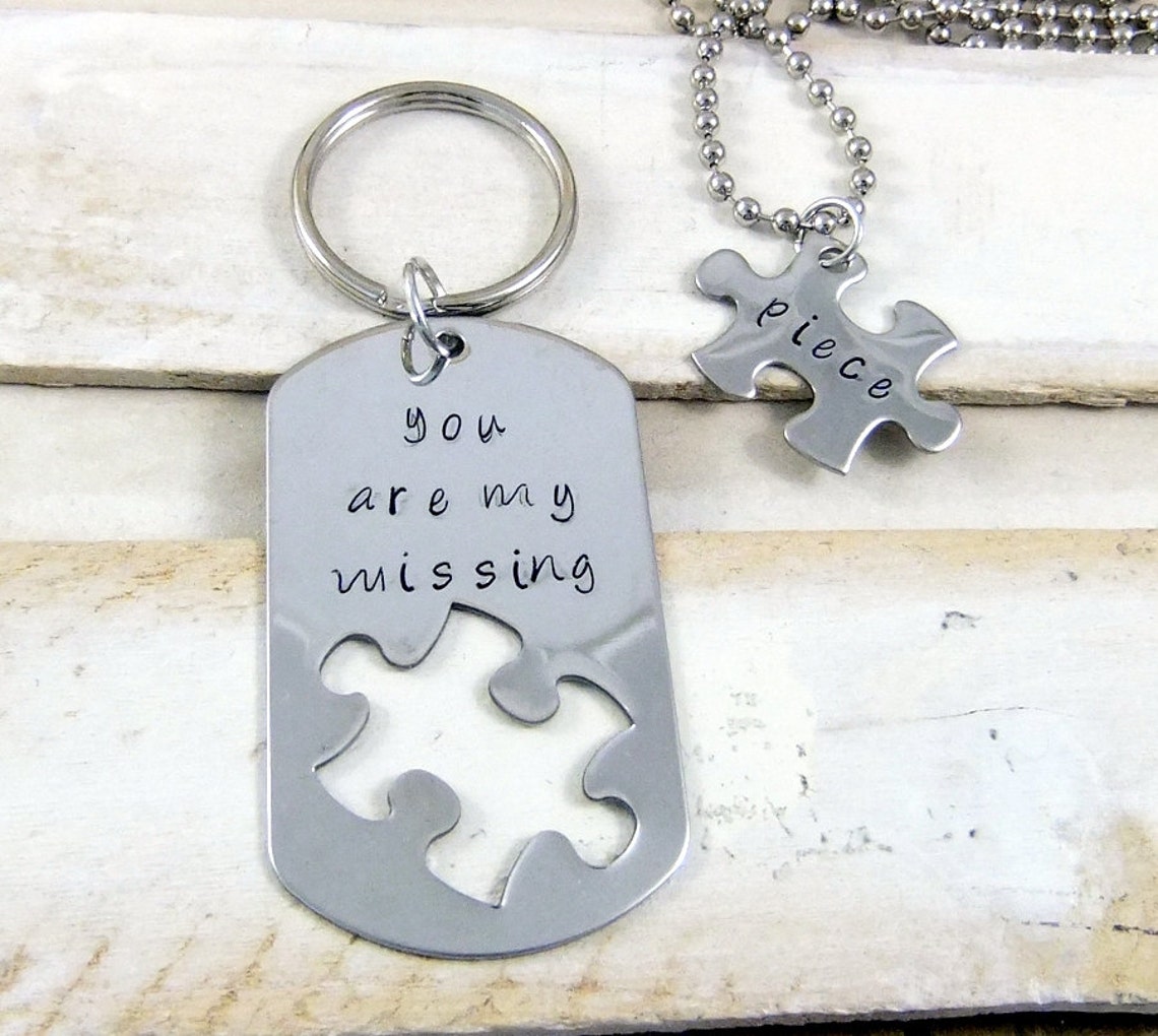 You Are My Missing Piece Keychain and Necklace Couples - Etsy