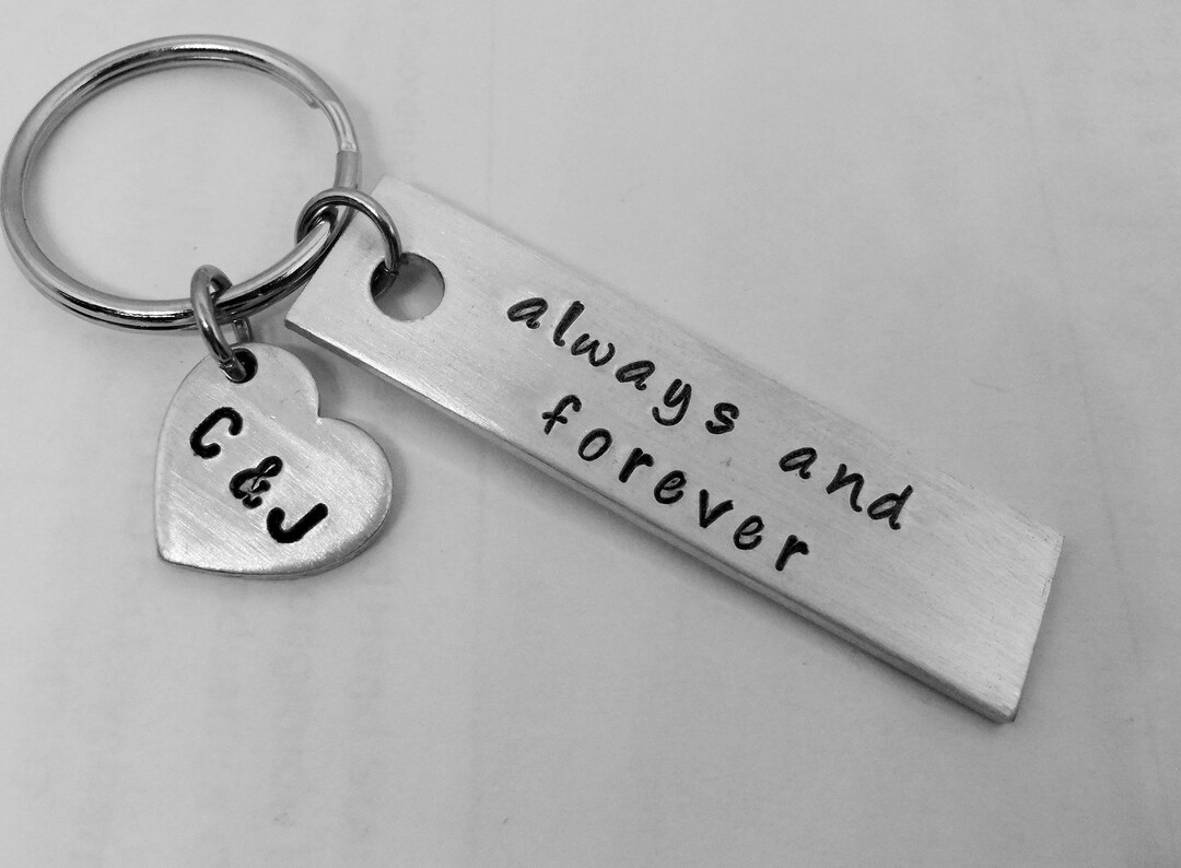 Always and Forever Keychain, Couples Keychain, Hand Stamped Keychain ...