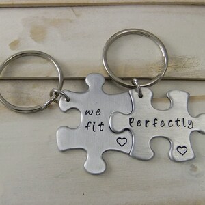 Puzzle Piece Keychain, We Fit Perfectly, Couples Keychain, Long ...