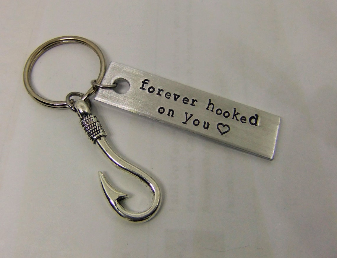 Hooked on You Keychain Forever Hooked on You Hand Stamped - Etsy