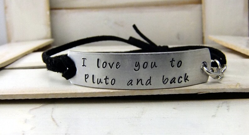 Hand Stamped Bracelet I Love You to Pluto and Back - Etsy