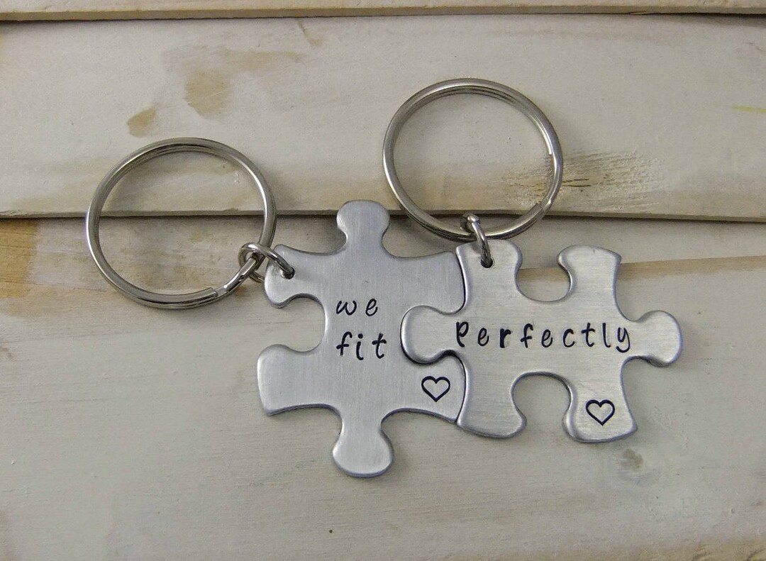 Puzzle Piece Keychain, We Fit Perfectly, Couples Keychain, Long ...